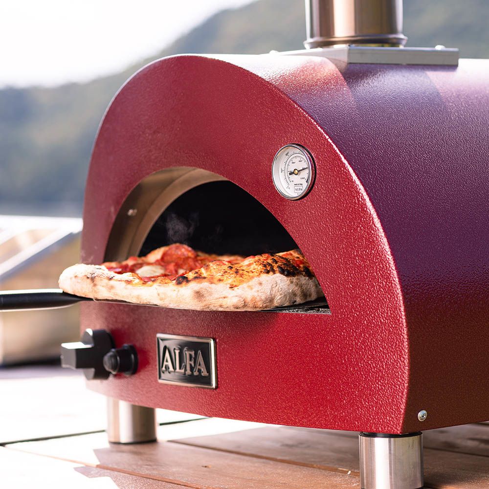 Alfa Forni Gas Pizzaofen Portable rot mit Tragetasche & Kochbuch